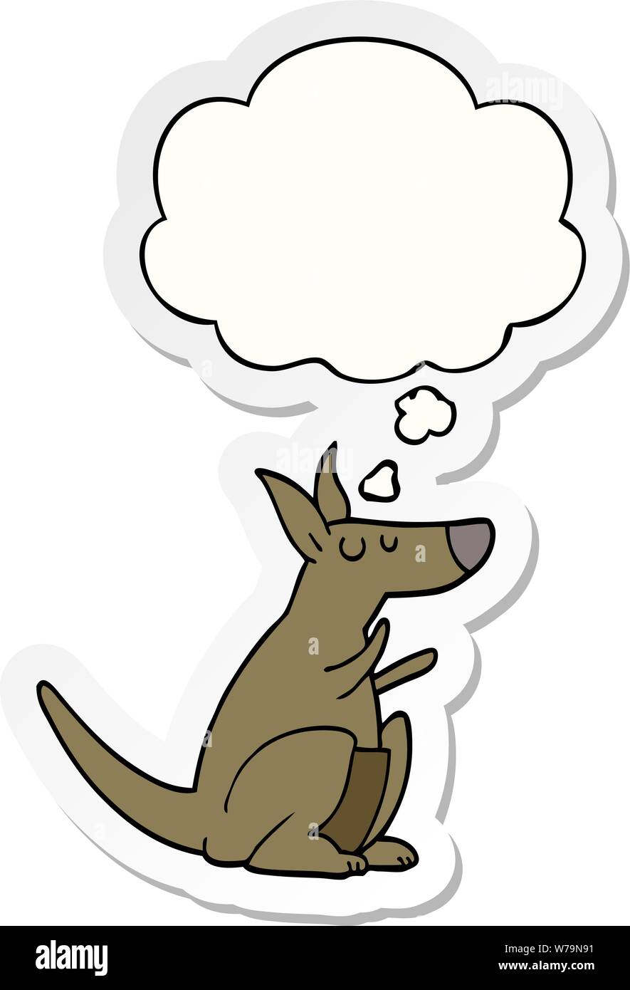 cartoon kangaroo with thought bubble as a printed sticker Stock Vector ...