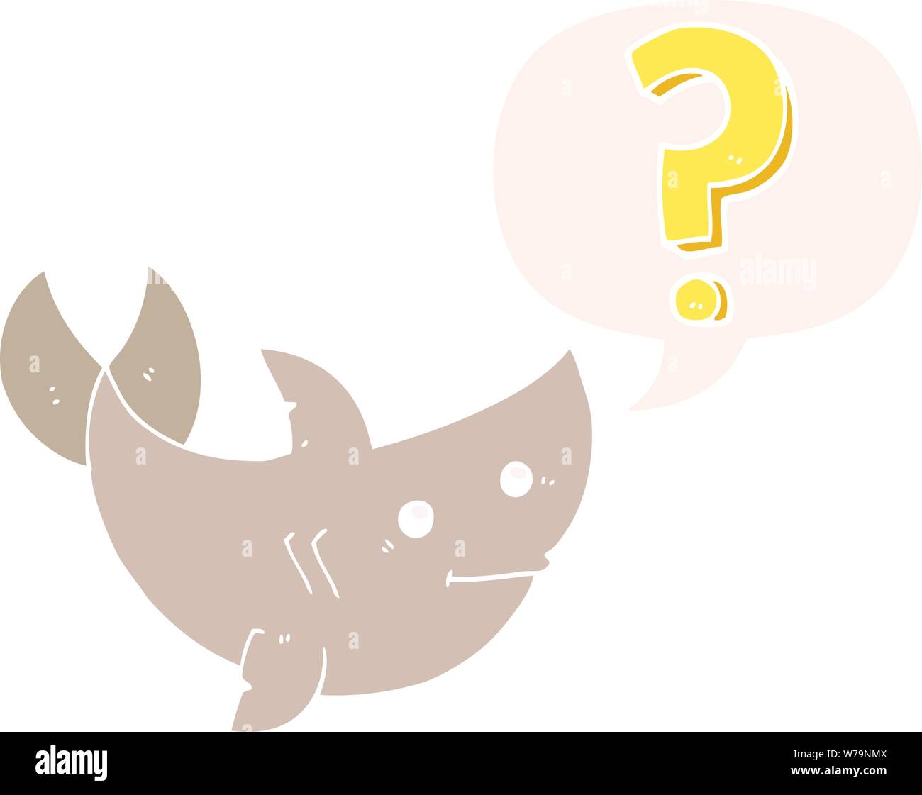 cartoon shark asking question with speech bubble in retro style Stock ...