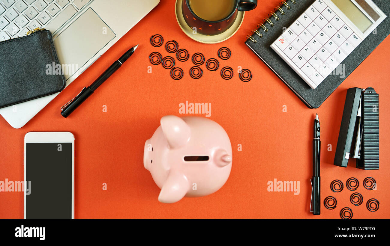 Business and finance desk workspace concept with stylish masculine ...