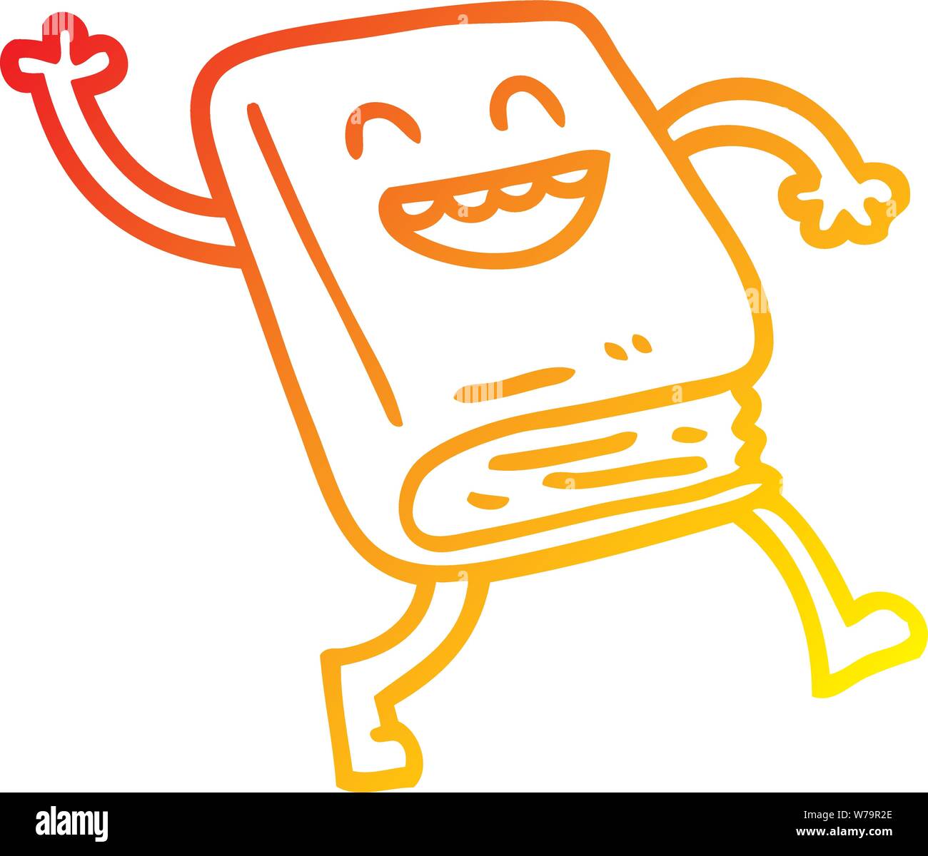 warm gradient line drawing of a cartoon dancing book Stock Vector Image ...