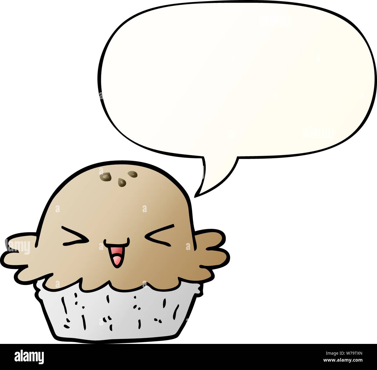 cute cartoon pie with speech bubble in smooth gradient style Stock ...