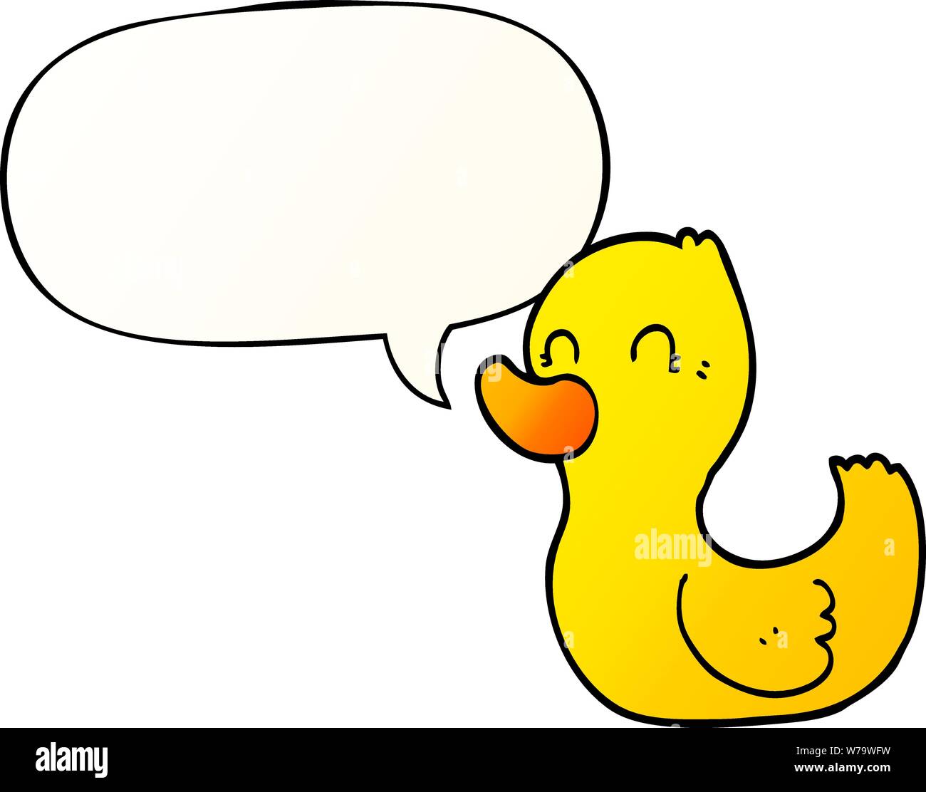 cartoon duck with speech bubble in smooth gradient style Stock Vector ...