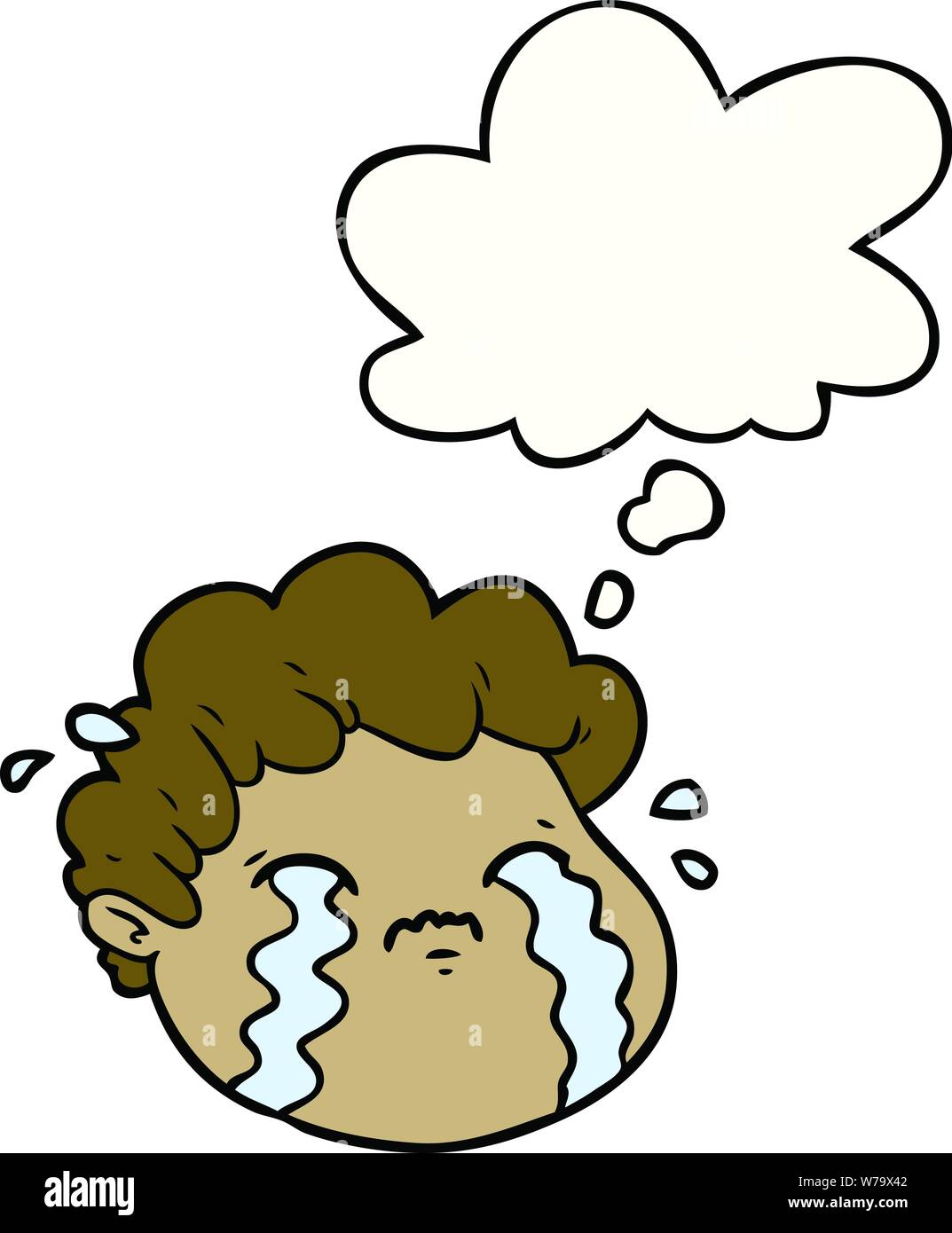 cartoon crying boy with thought bubble Stock Vector Image & Art - Alamy