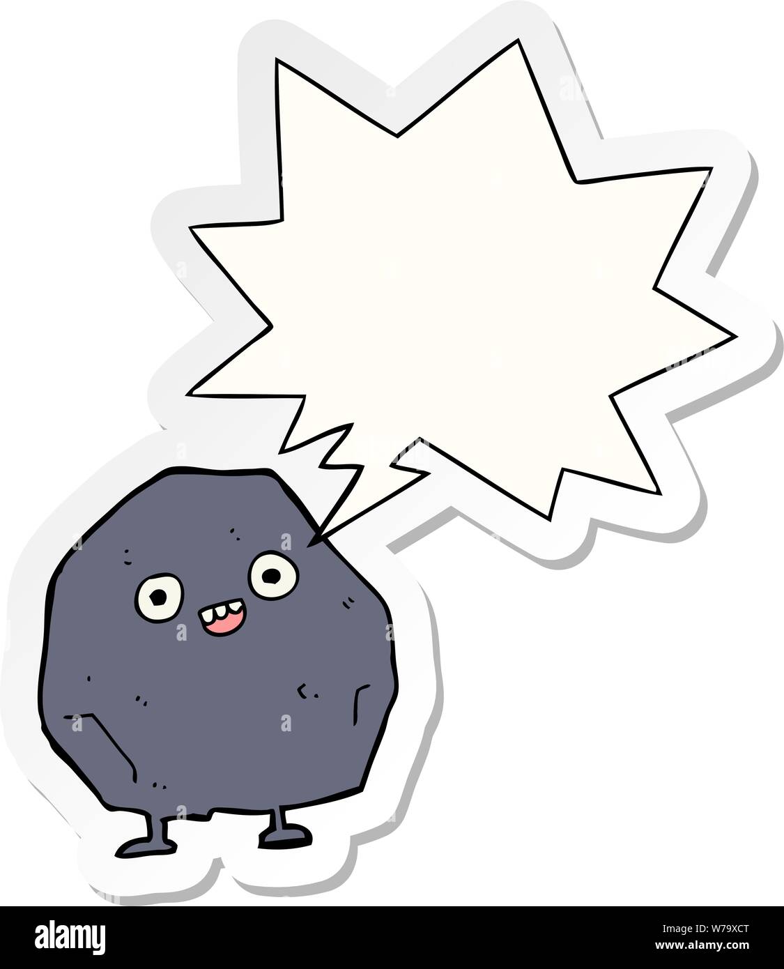 cartoon rock with speech bubble sticker Stock Vector Image & Art - Alamy