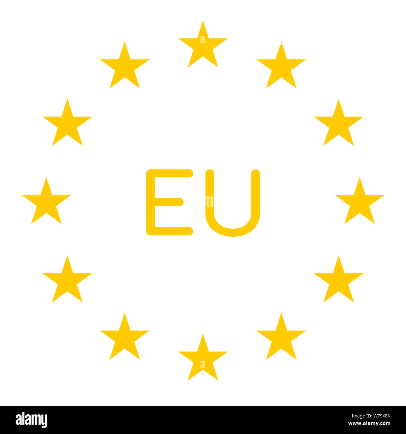 yellow isolated on white EU Europe symbol with 12 stars 3d-illustration ...