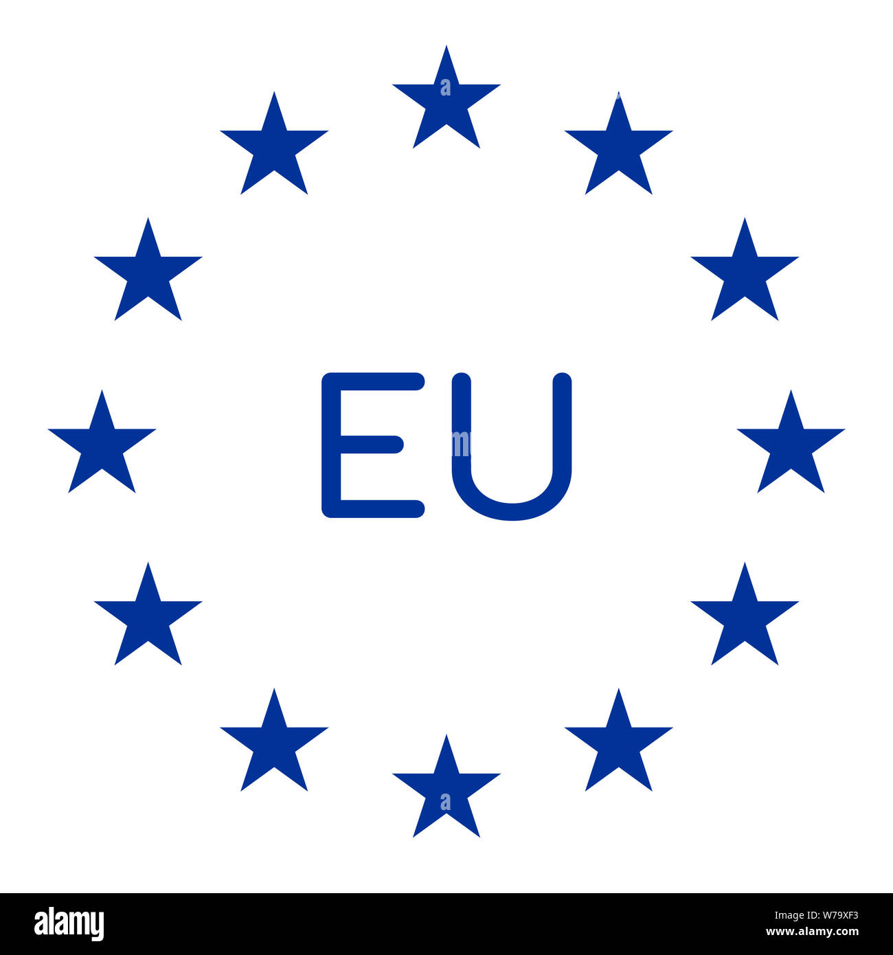 blue isolated on white EU Europe symbol with 12 stars 3d-illustration ...