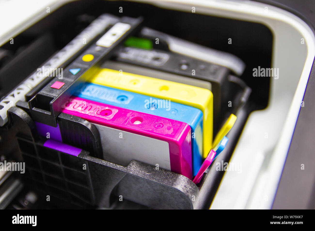 the color printer inkjet cartridge of the printer inject Stock Photo ...
