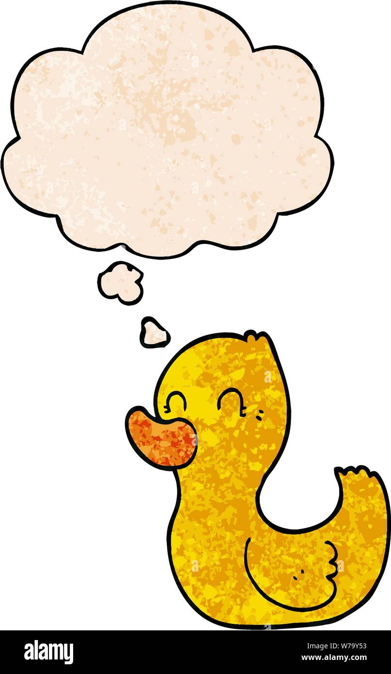 cartoon duck with thought bubble in grunge texture style Stock Vector ...