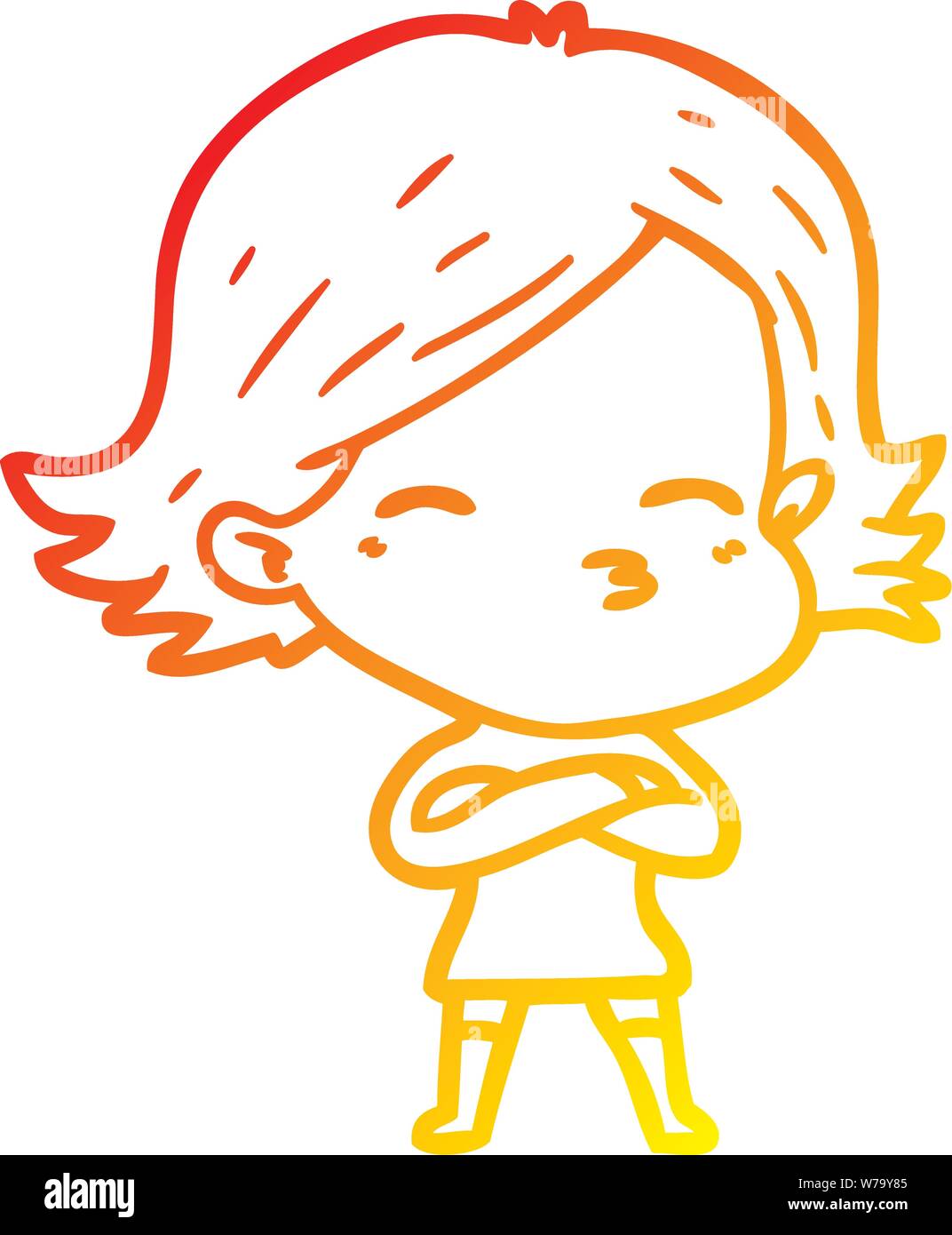 warm gradient line drawing of a cartoon woman Stock Vector Image & Art ...