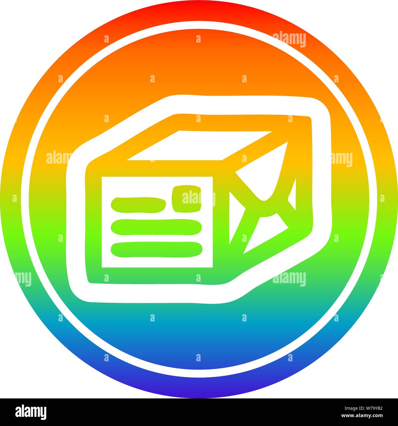 wrapped parcel circular icon with rainbow gradient finish Stock Vector ...