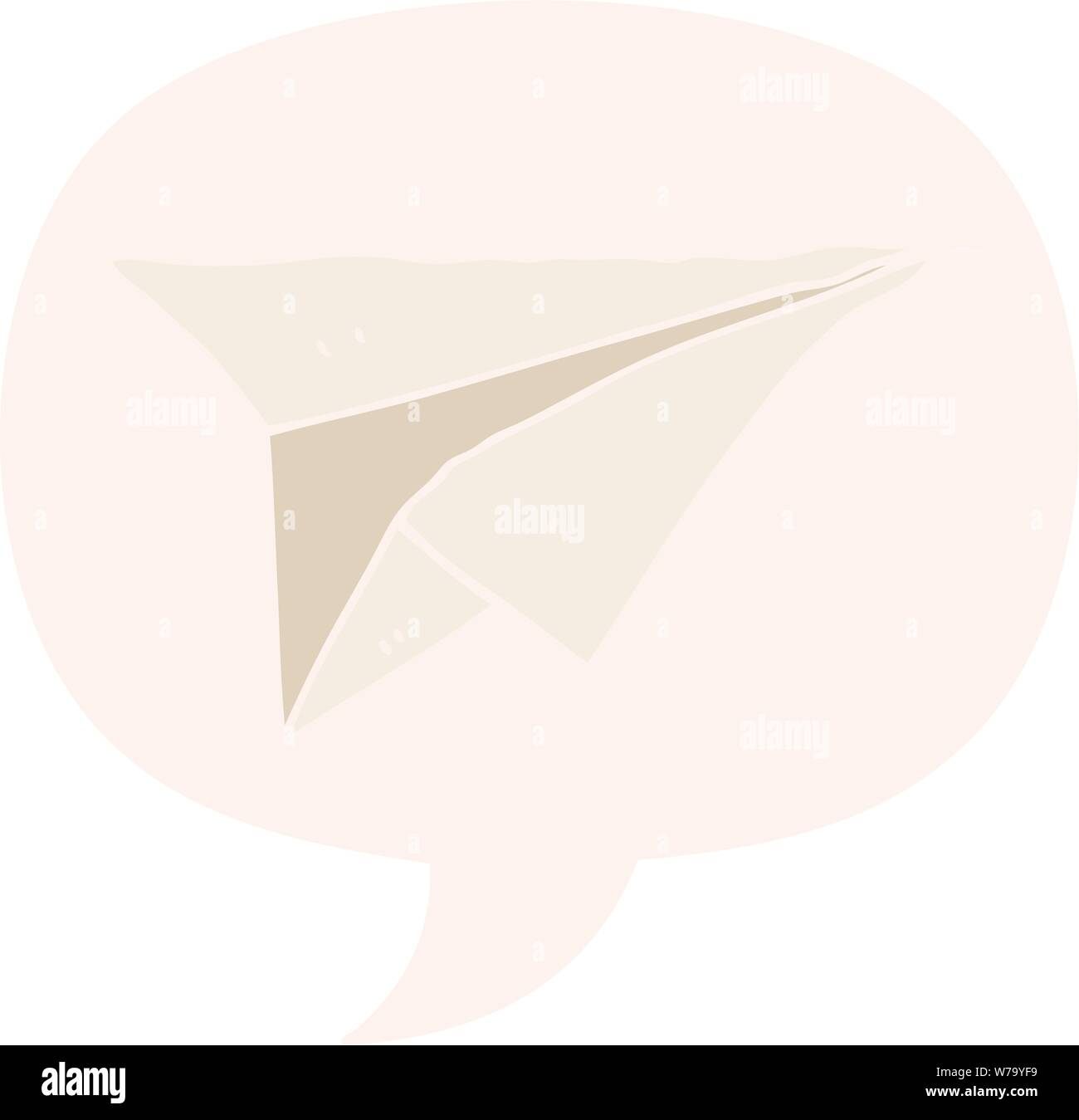 cartoon paper airplane with speech bubble in retro style Stock Vector ...