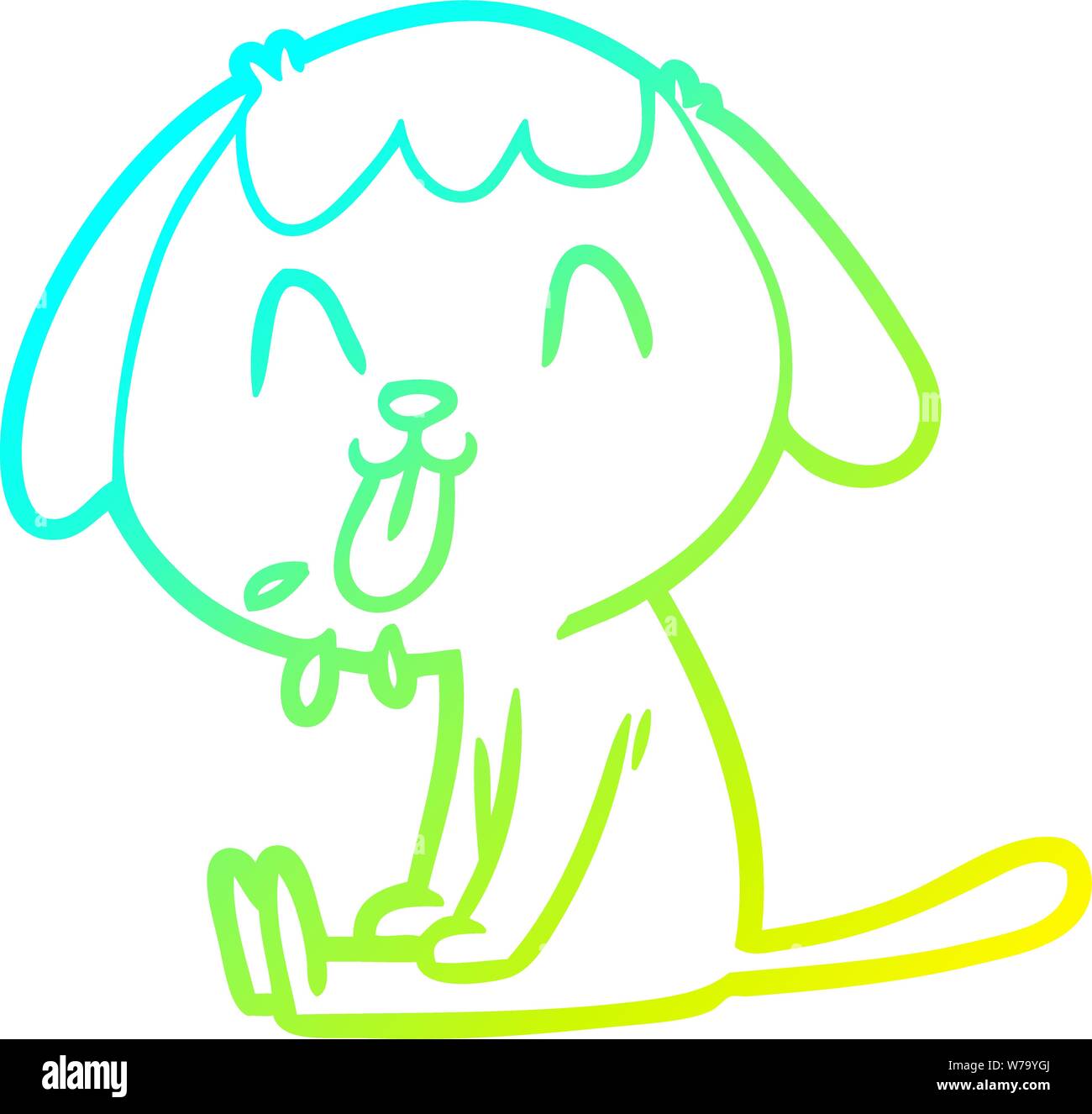 cold gradient line drawing of a cute cartoon dog Stock Vector Image ...