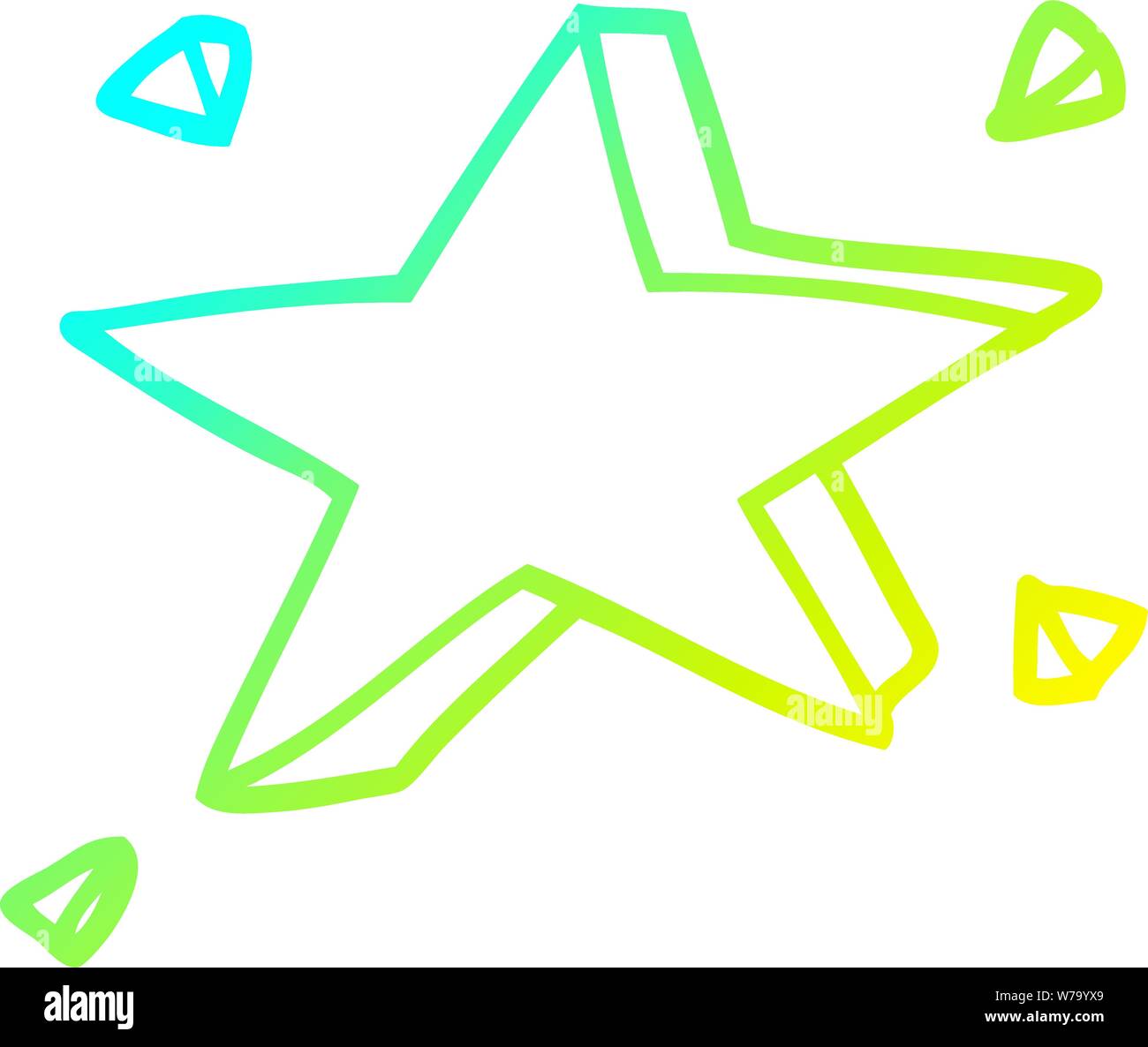 cold gradient line drawing of a cartoon yellow stars Stock Vector Image ...