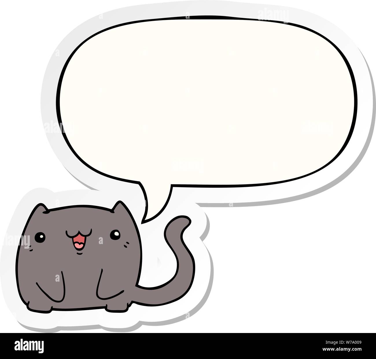 cartoon cat with speech bubble sticker Stock Vector Image & Art - Alamy