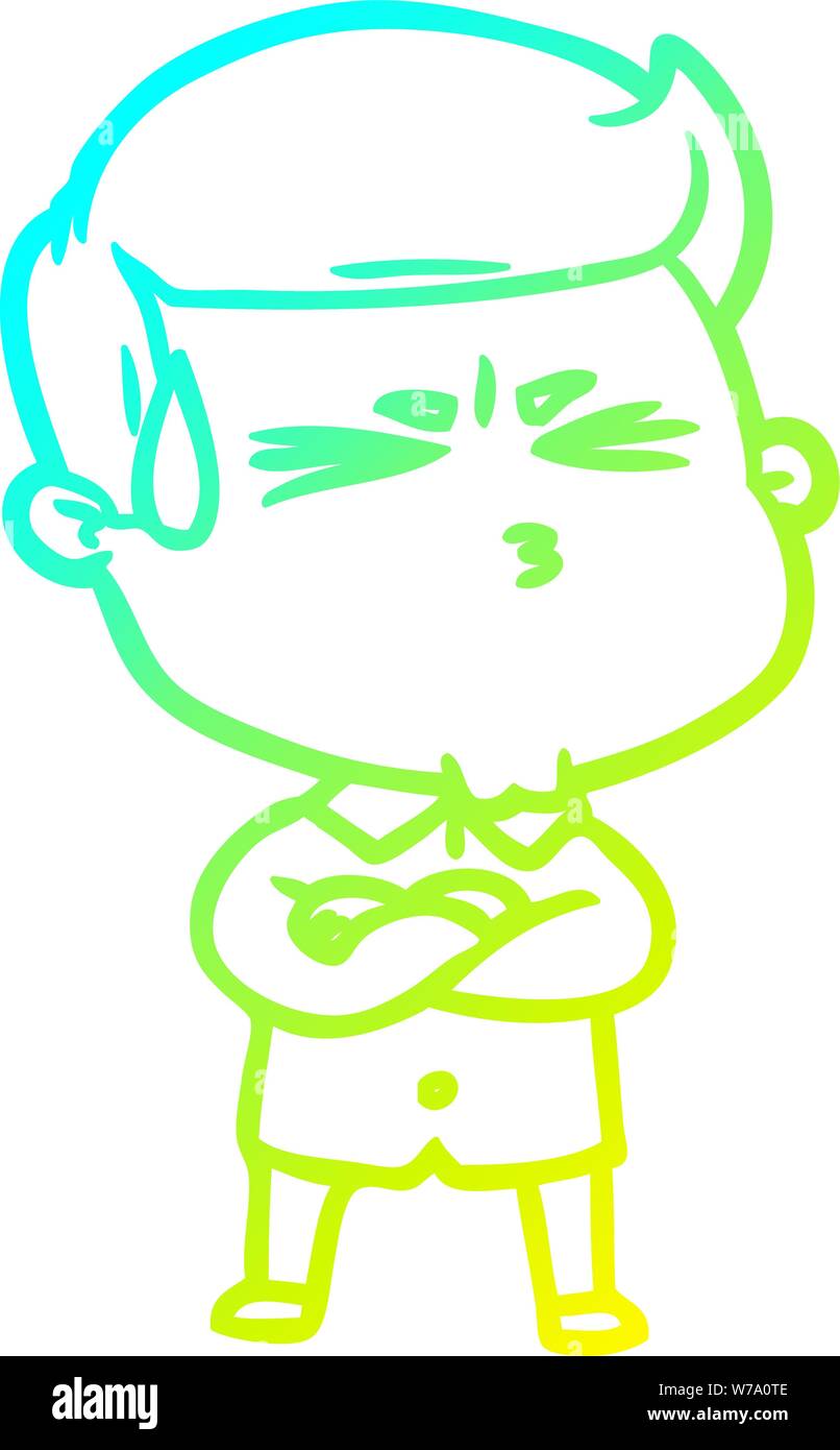 cold gradient line drawing of a cartoon man sweating Stock Vector Image ...