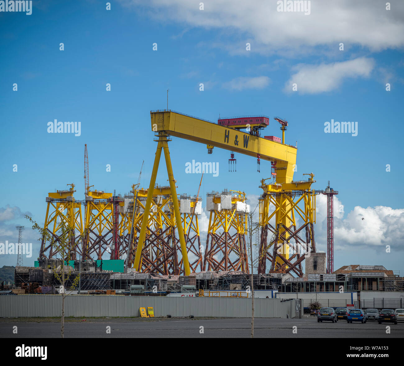 The Samson and Goliath cranes at the Harland and Wolff Shipbuilders in ...
