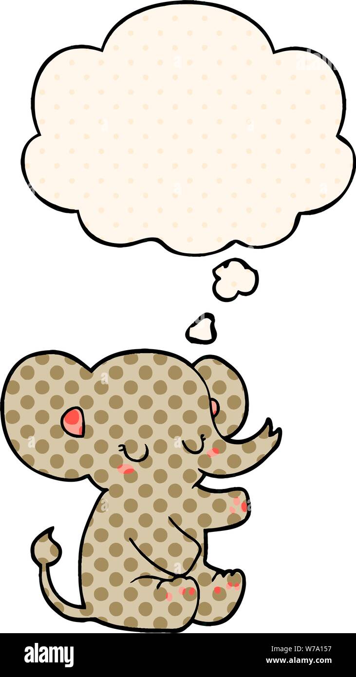 cartoon elephant with thought bubble in comic book style Stock Vector ...