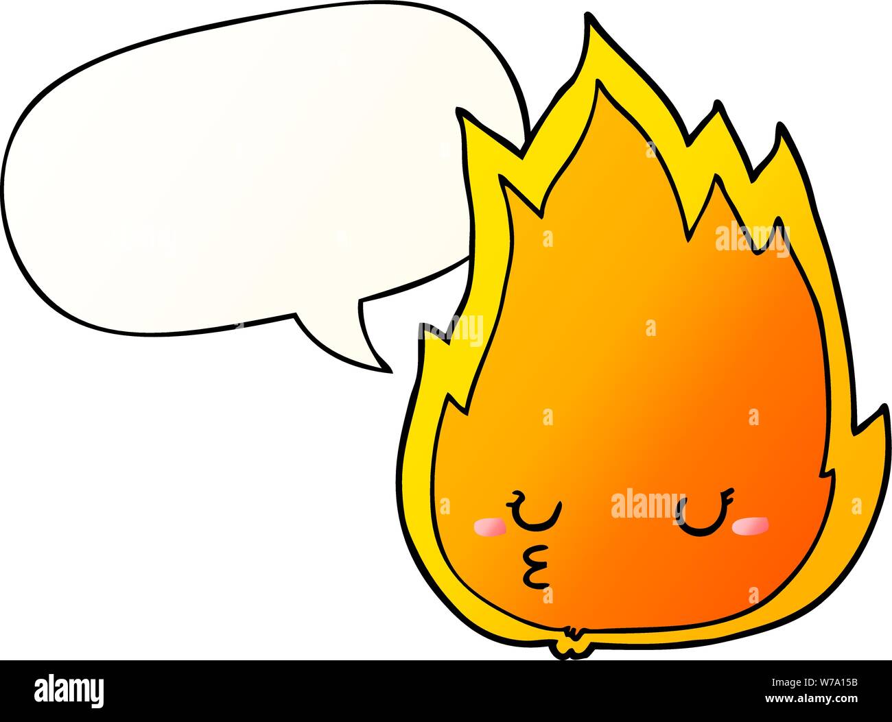cute cartoon fire with speech bubble in smooth gradient style Stock ...
