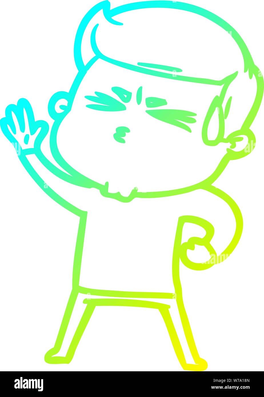 cold gradient line drawing of a cartoon man sweating Stock Vector Image ...