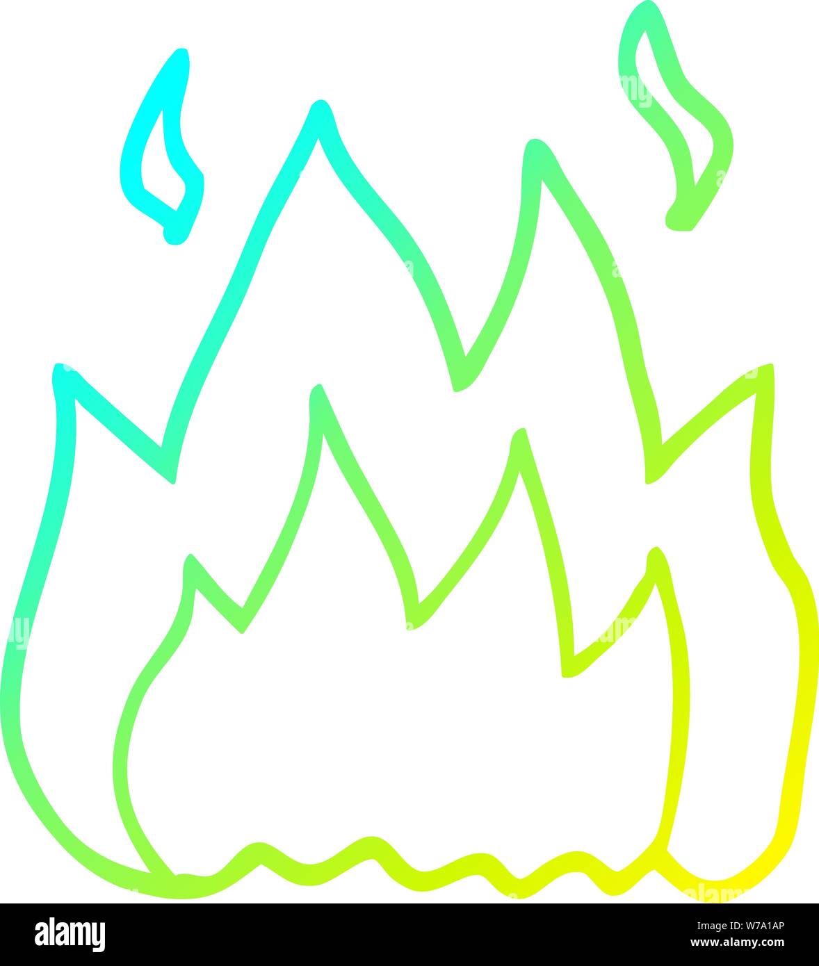 cold gradient line drawing of a cartoon fire burning Stock Vector Image ...