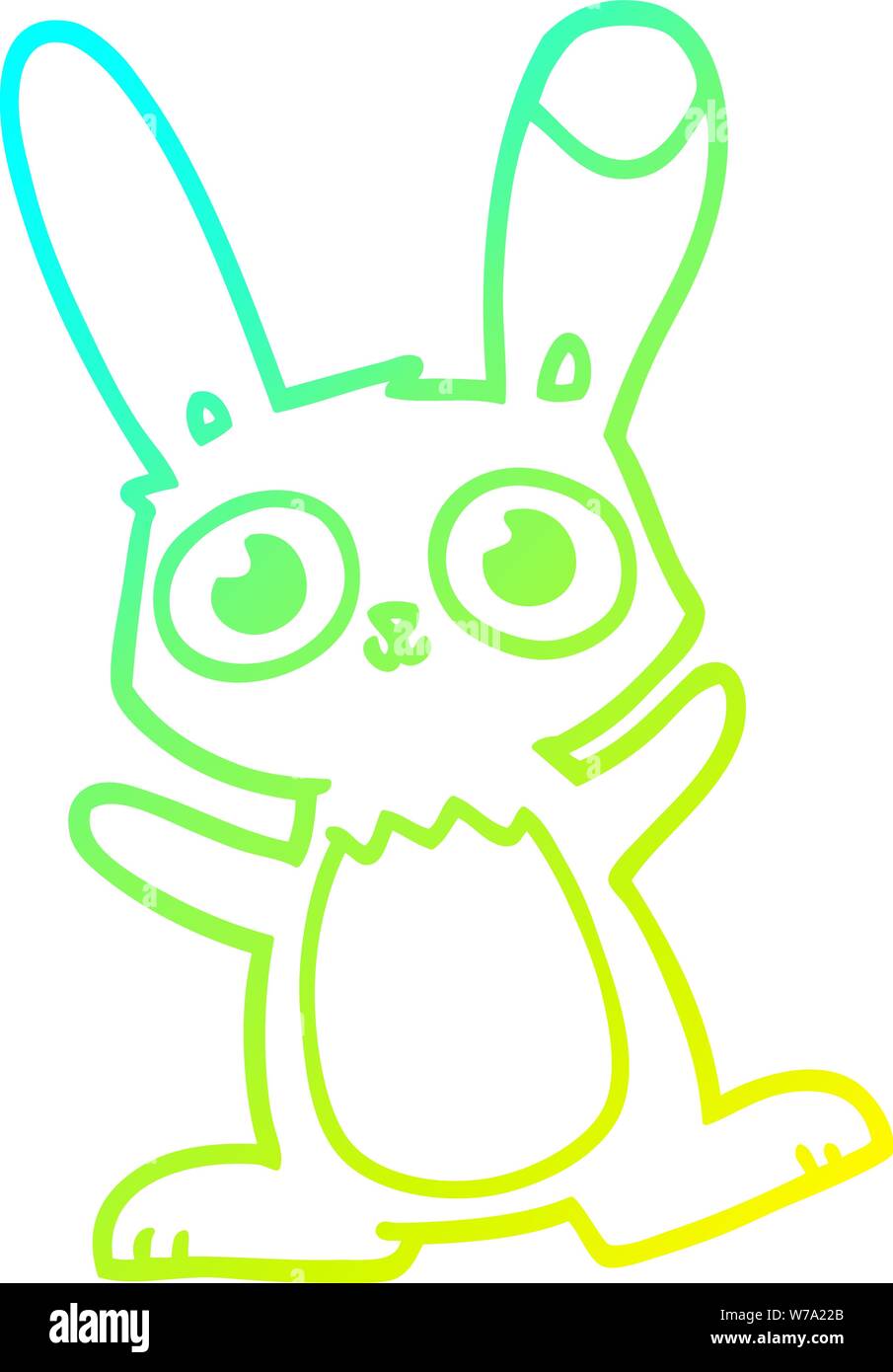 cold gradient line drawing of a cute cartoon rabbit Stock Vector Image ...