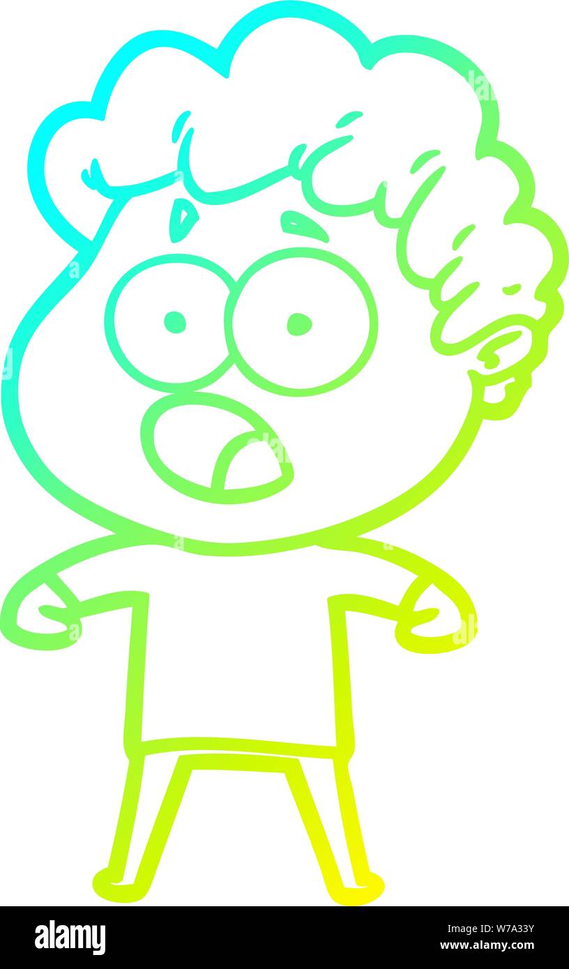 cold gradient line drawing of a cartoon man gasping in surprise Stock ...