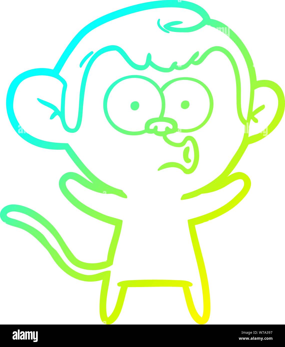 cold gradient line drawing of a cartoon surprised monkey Stock Vector ...