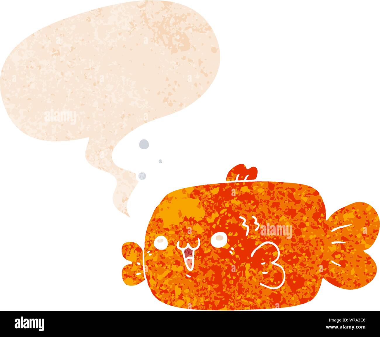 cartoon fish with speech bubble in grunge distressed retro textured ...