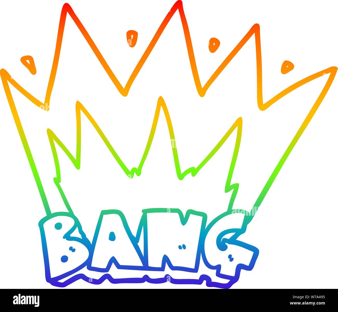 rainbow gradient line drawing of a cartoon bang sign Stock Vector Image ...