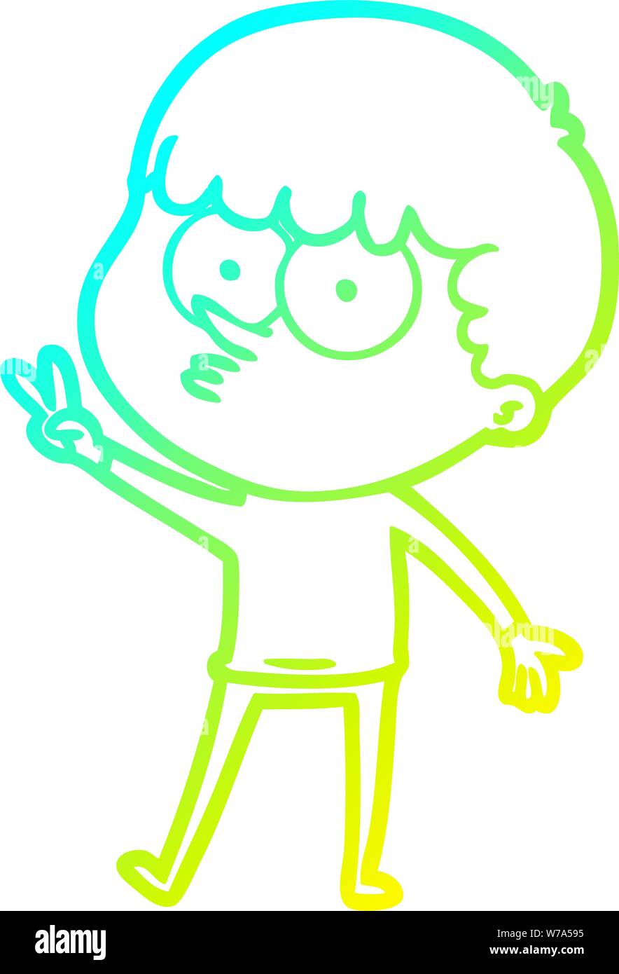 cold gradient line drawing of a cartoon curious boy dancing Stock ...
