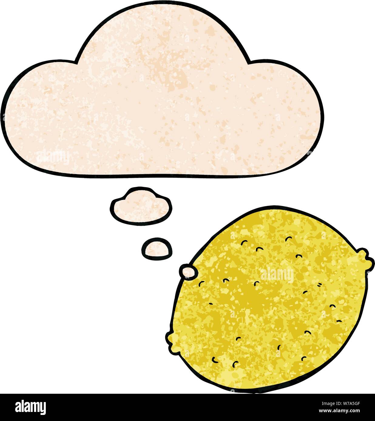 cartoon lemon with thought bubble in grunge texture style Stock Vector ...