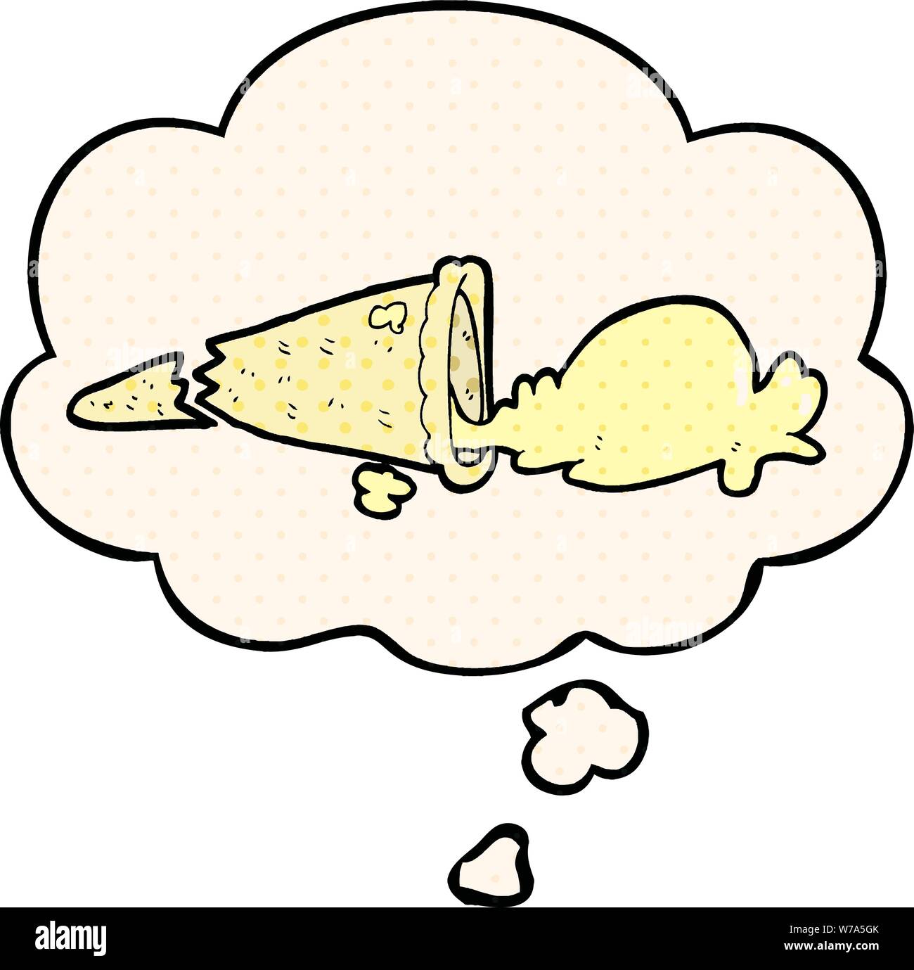 cartoon dropped ice cream with thought bubble in comic book style Stock ...
