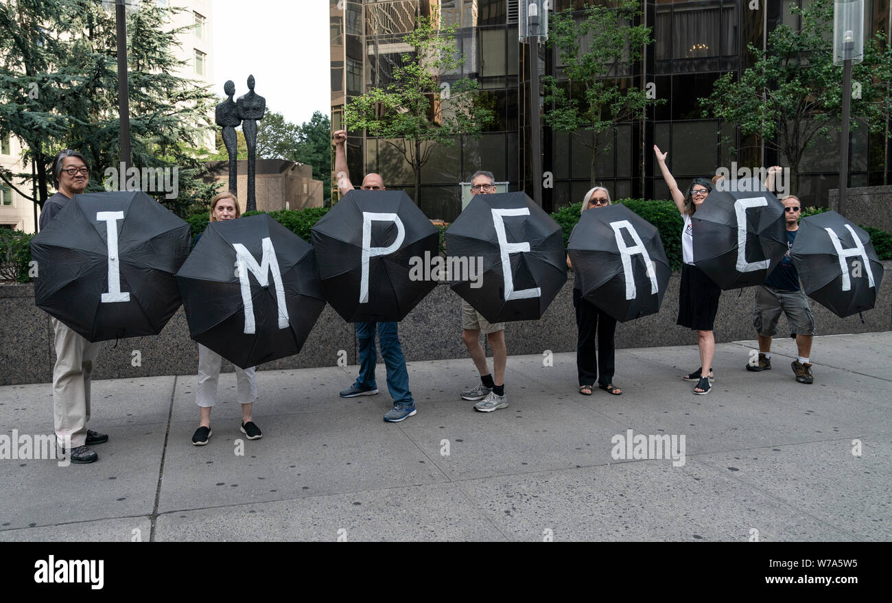 New York, NY - August 5, 2019: Members of Rise and Resist action group ...