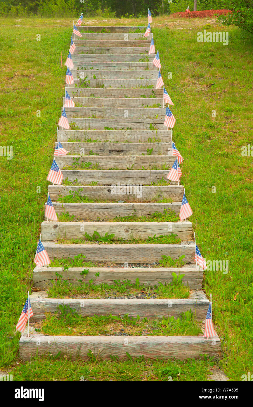 Memorial stairs with American flags, Silent Witness Memorial, Gander ...