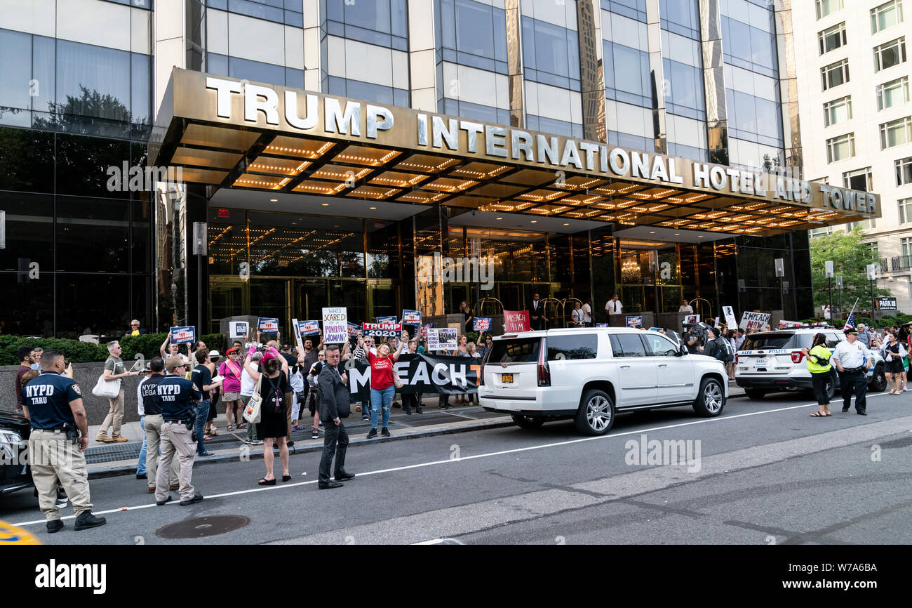 New York, NY - August 5, 2019: Members of Rise and Resist action group ...