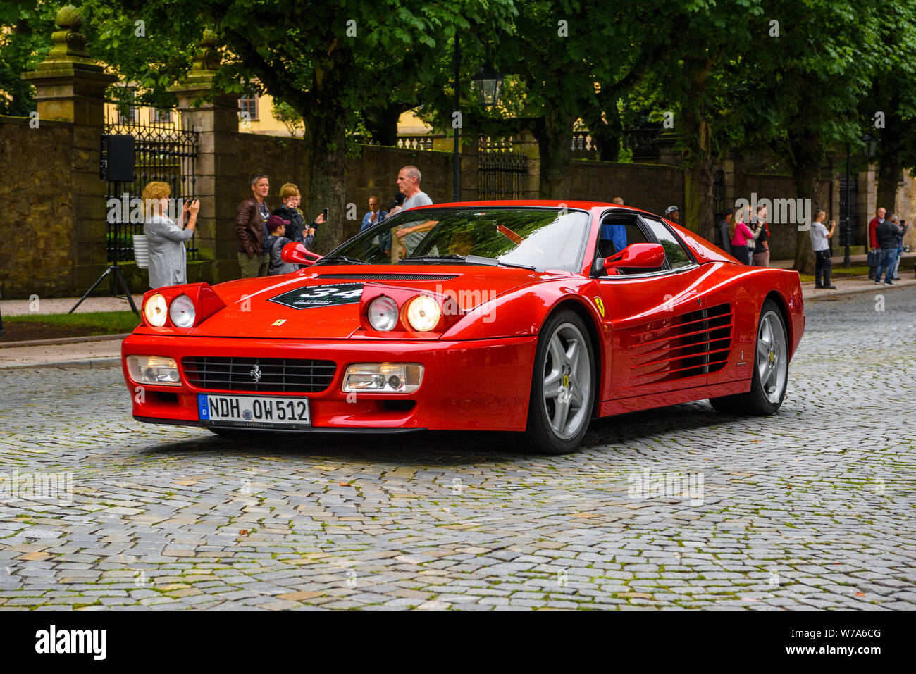GERMANY, FULDA - JUL 2019: red FERRARI TESTAROSSA Type F110 coupe is a ...