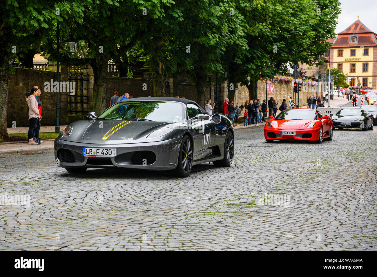 GERMANY, FULDA - JUL 2019: dark gray FERRARI F430 Type F131 cabrio is a ...