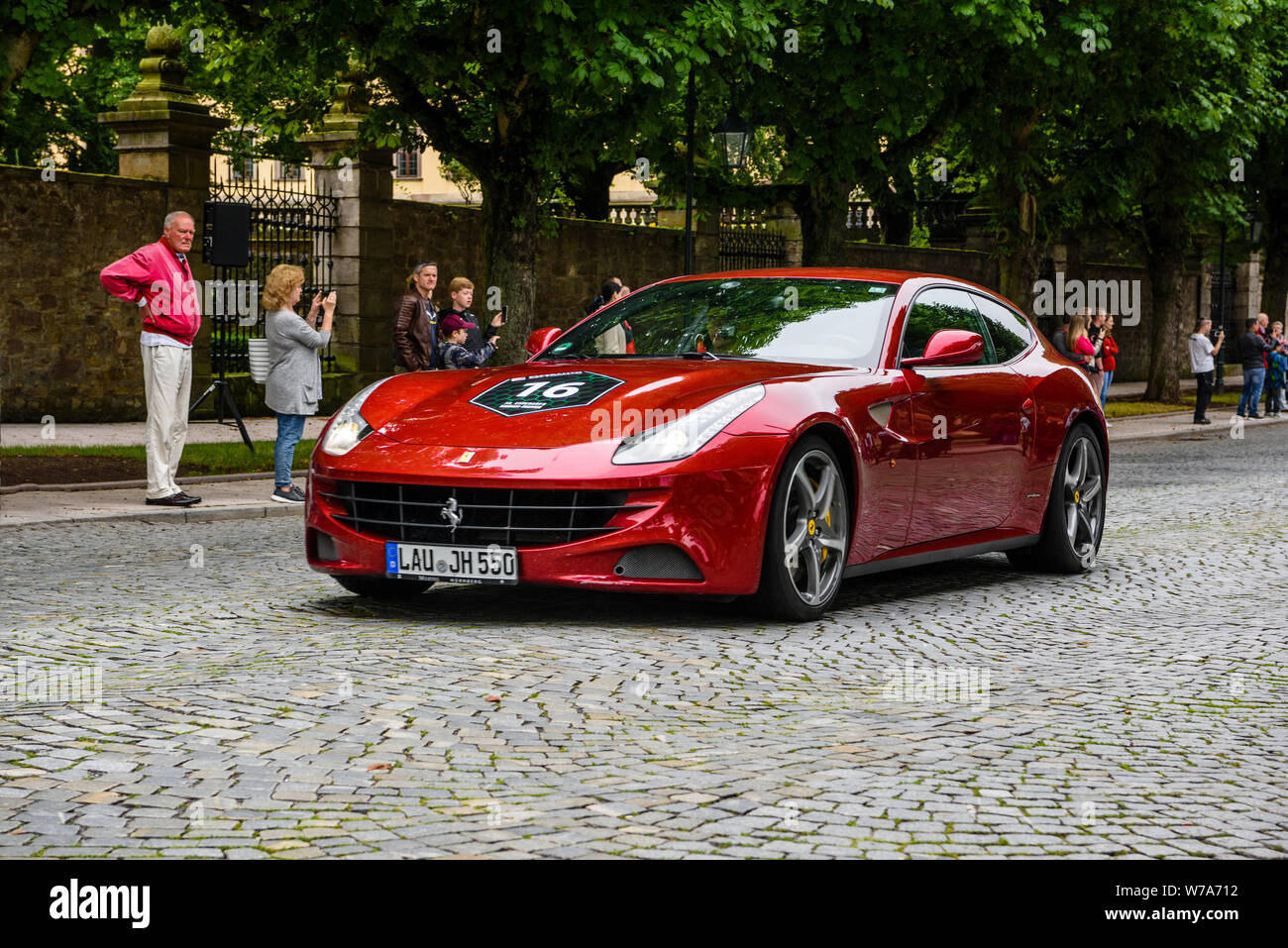GERMANY, FULDA - JUL 2019: red FERRARI F12 BERLINETTA coupe also ...