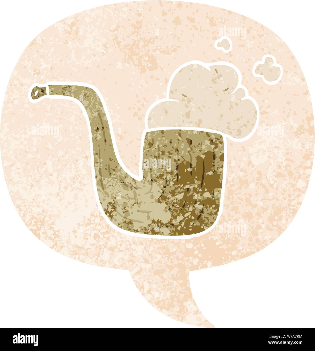 cartoon pipe with speech bubble in grunge distressed retro textured ...