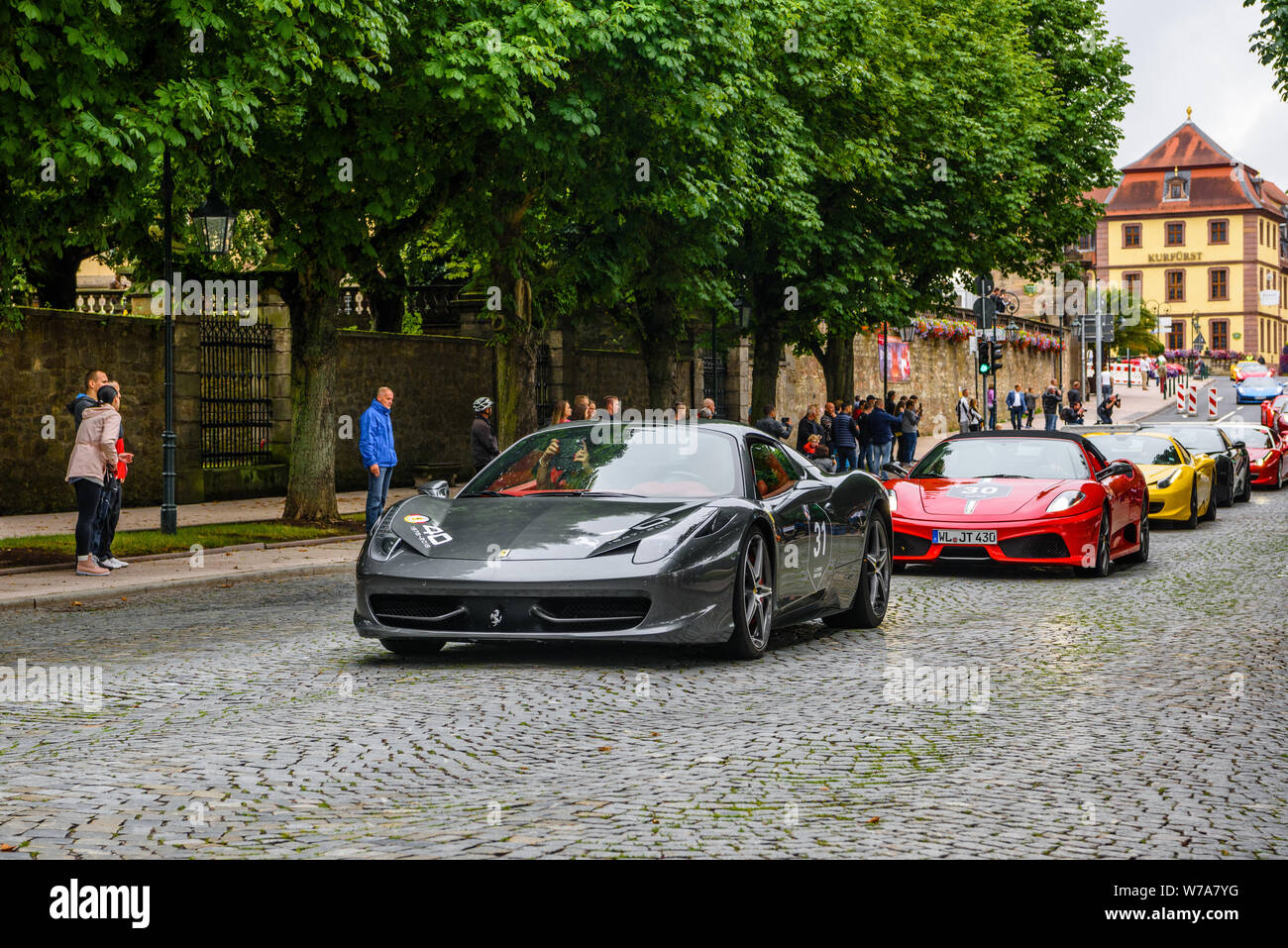 GERMANY, FULDA - JUL 2019: dark gray FERRARI 458 SPIDER coupe was ...