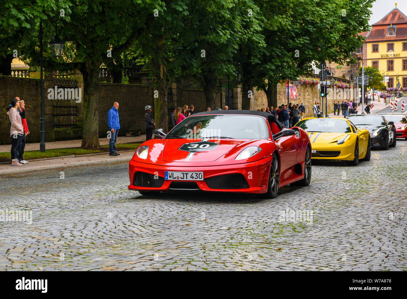 GERMANY, FULDA - JUL 2019: red FERRARI F430 Type F131 cabrio is a ...