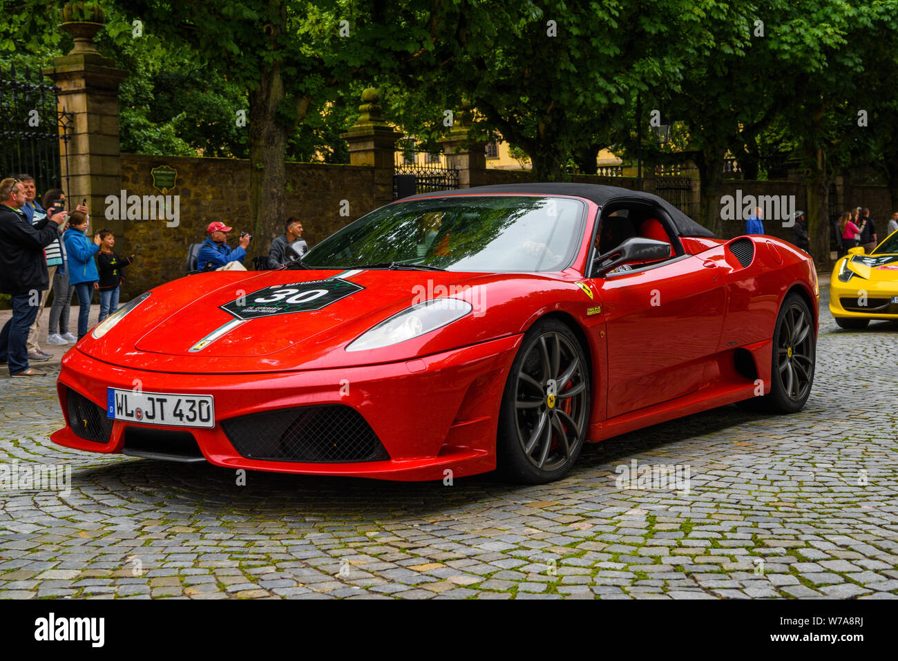 GERMANY, FULDA - JUL 2019: red FERRARI F430 Type F131 cabrio is a ...
