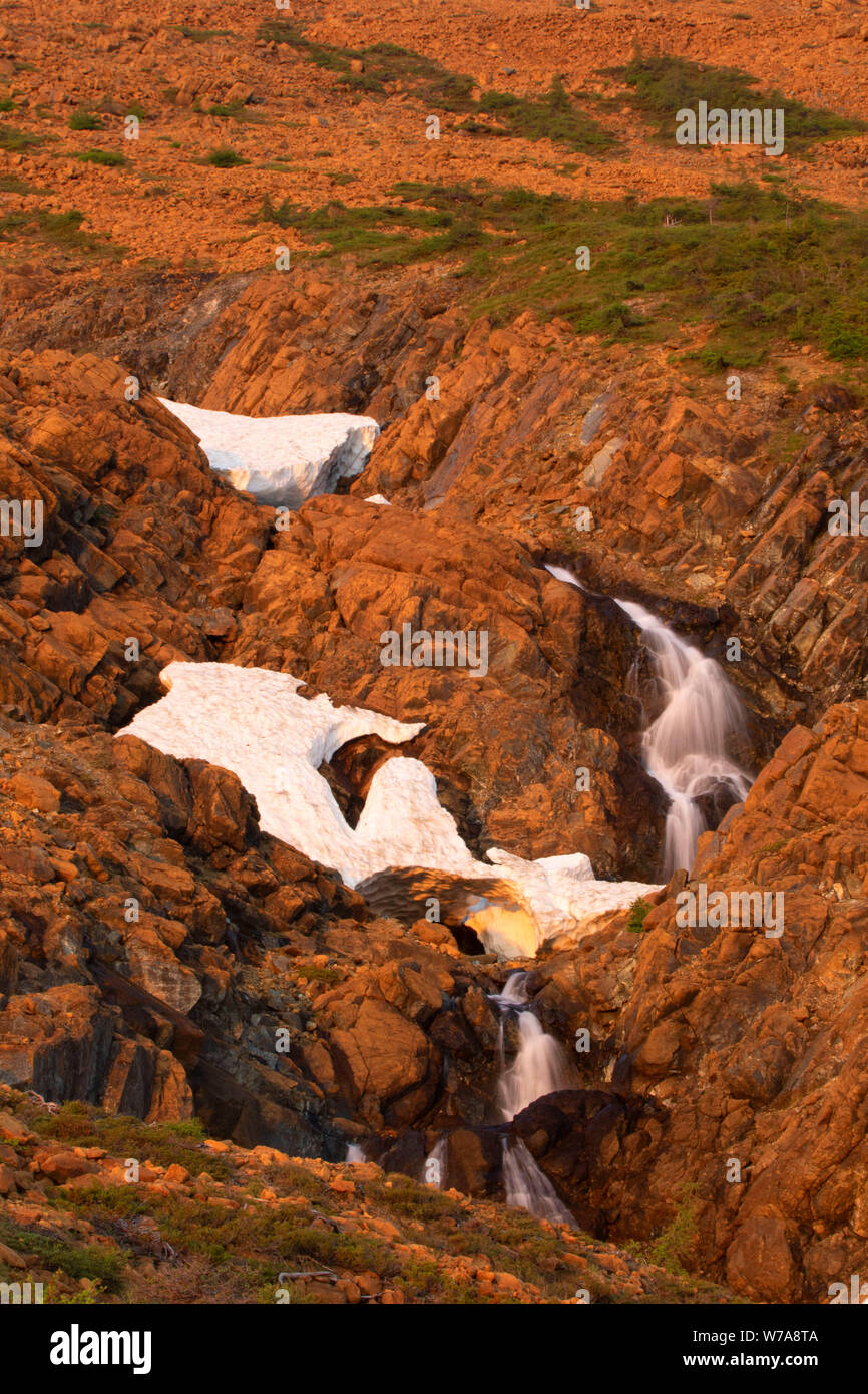 Waterfall along Tablelands Trail, Gros Morne National Park ...
