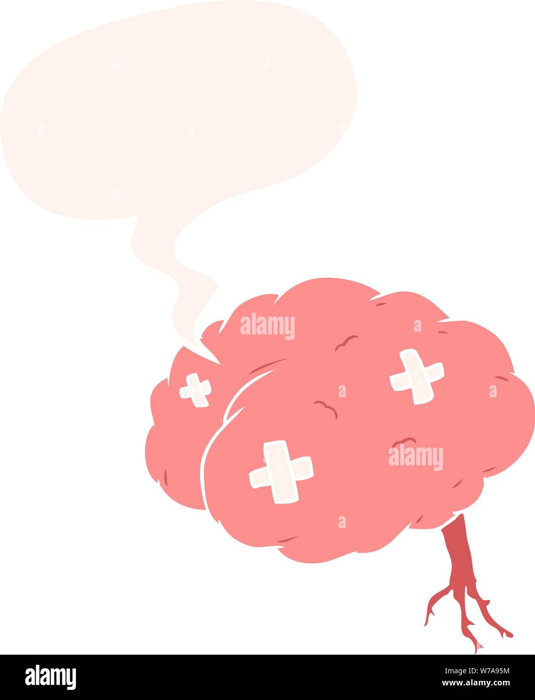 cartoon injured brain with speech bubble in retro style Stock Vector ...