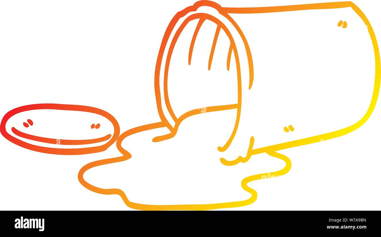 warm gradient line drawing of a cartoon of spilt food Stock Vector ...