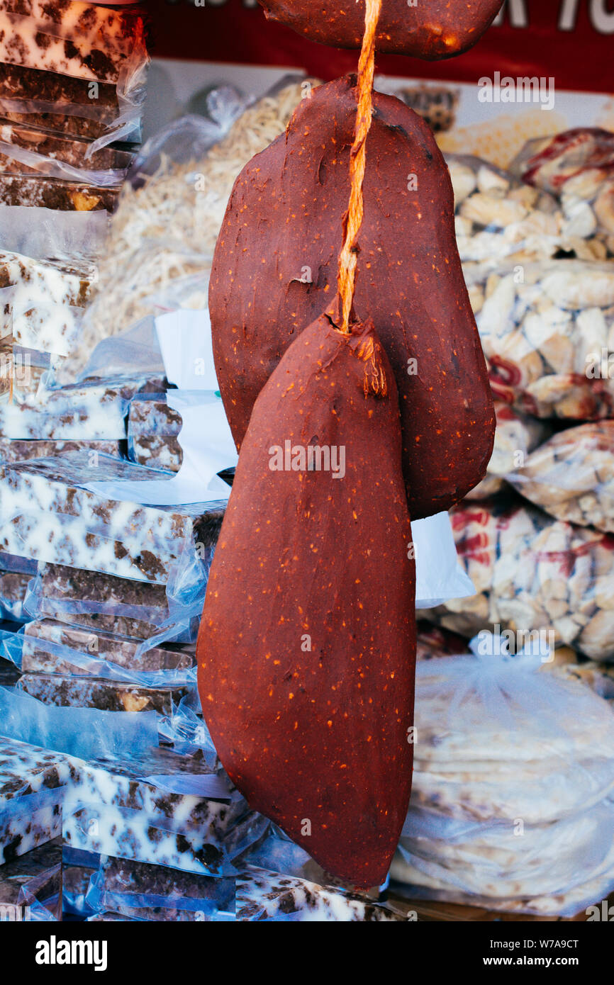 Highly seasoned, air-dried cured beef in Ottoman cuisine Stock Photo ...