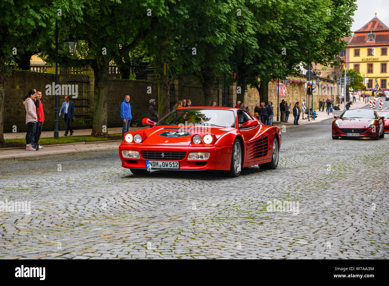 GERMANY, FULDA - JUL 2019: red FERRARI TESTAROSSA Type F110 coupe is a ...