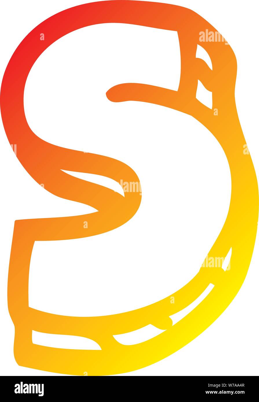warm gradient line drawing of a cartoon letter s Stock Vector Image ...