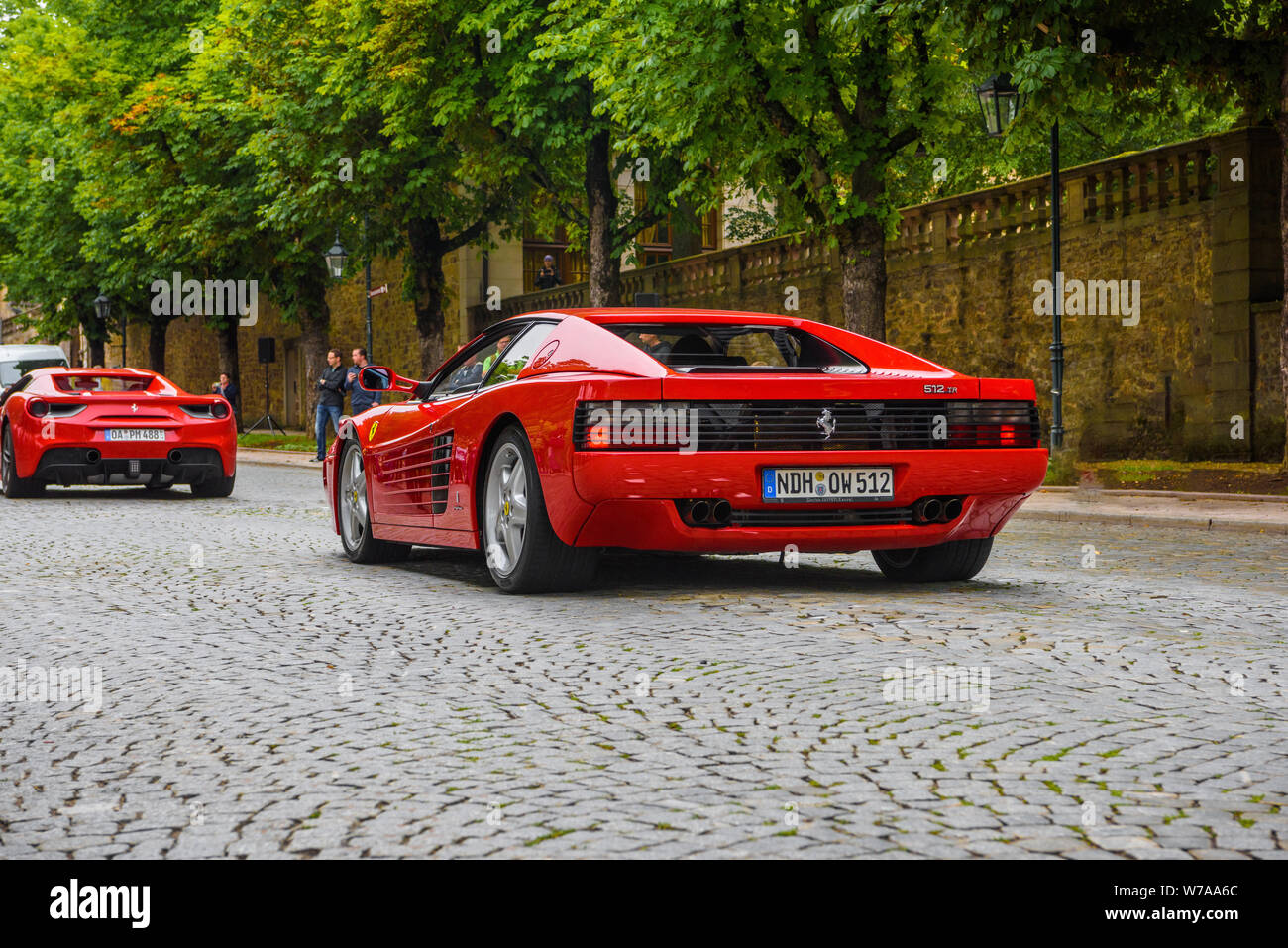 GERMANY, FULDA - JUL 2019: red FERRARI TESTAROSSA Type F110 coupe is a ...