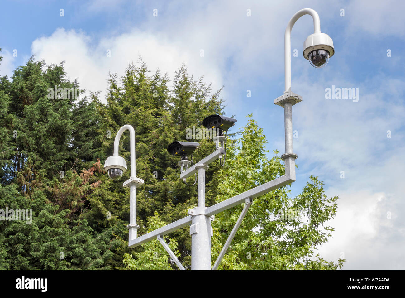Multiple CCTV cameras mounted on post Stock Photo - Alamy